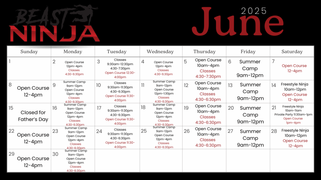 Schedule - Beast Ninja